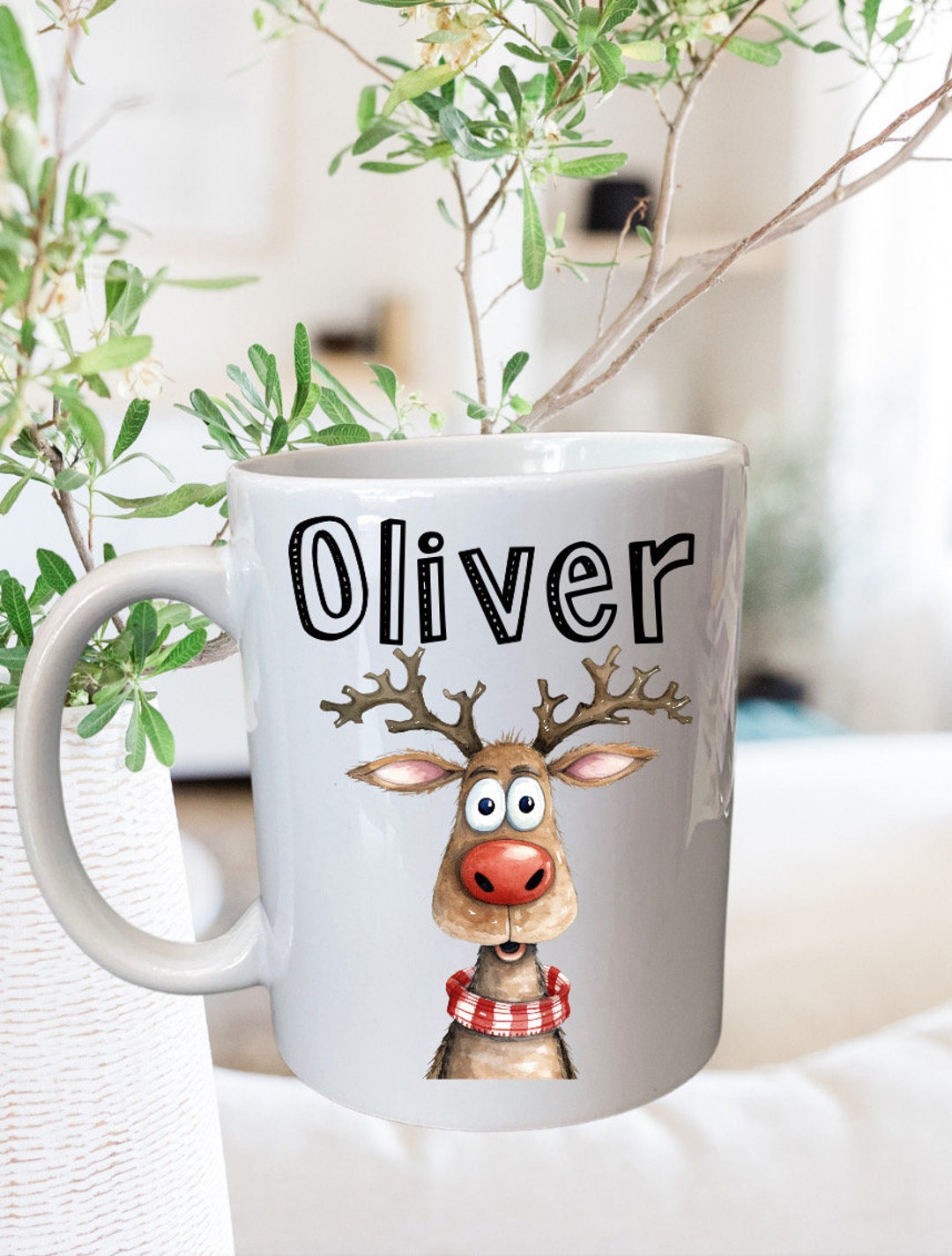 Reindeer Christmas Mug That Can Be Personalised. - Etsy UK