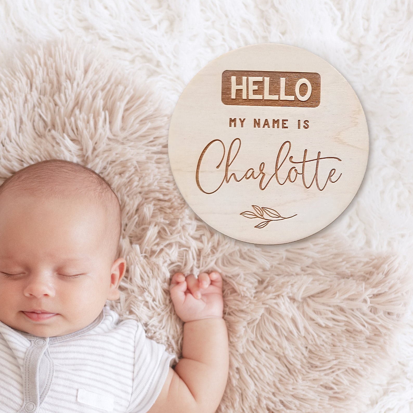 Hello My Name is Sign Newborn Announcement Custom Baby Name | Etsy