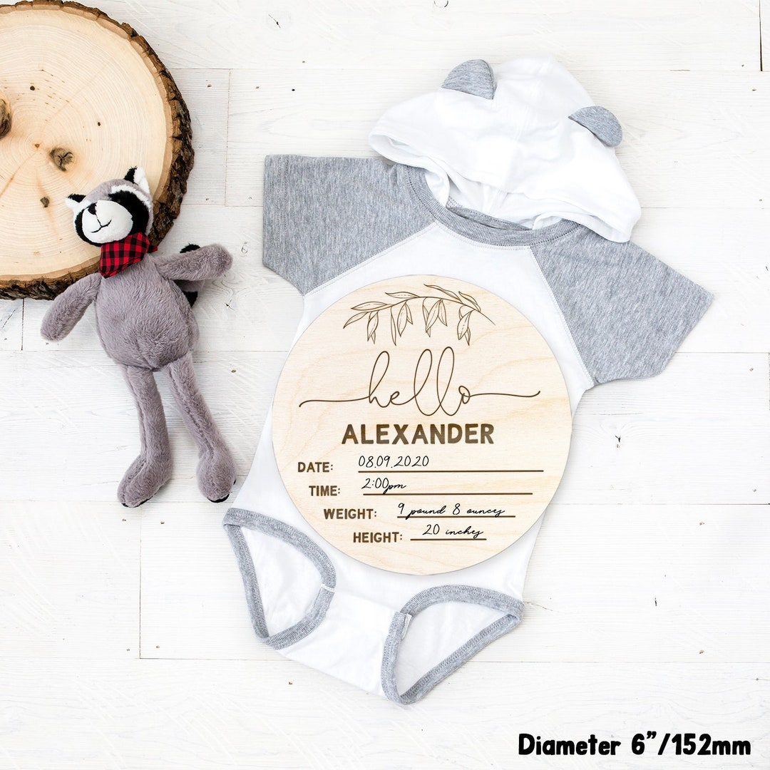 Wooden Baby Name Tag, Personalized Baby Wood Name Tag, Newborn ...