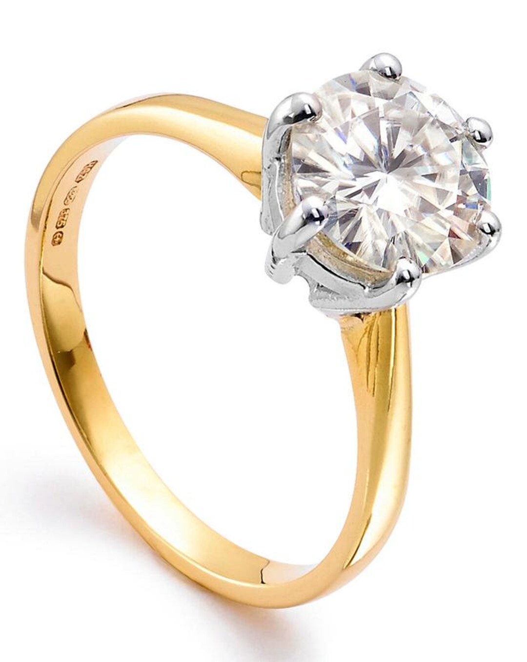 Goldman Classic Solitaire Round Brilliant D-E-F Color Moissanite ...