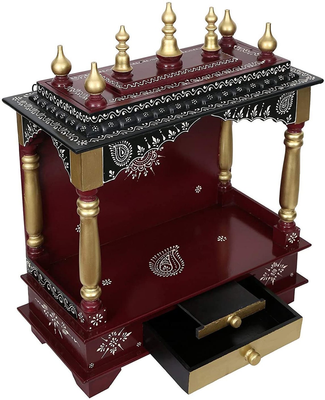 Goldman Indian Handicrafts Export Wooden Pooja Mandir large 24 X 12 X ...