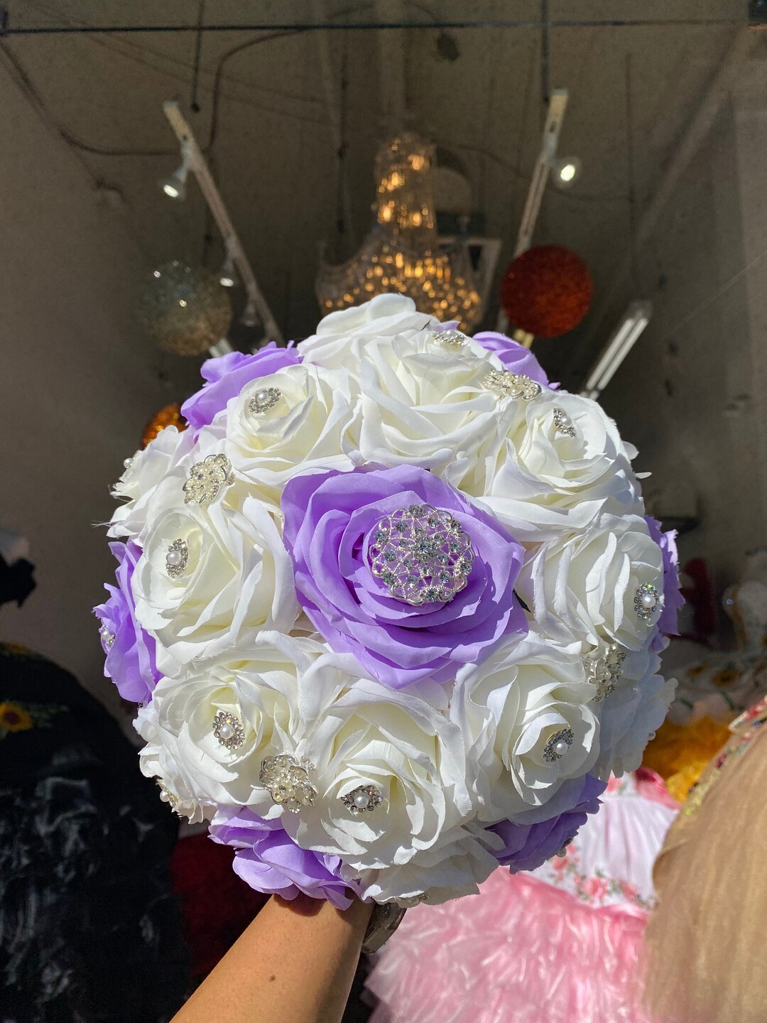 Lilac and Ivory Bouquet/ Ivory Bouquet/ Lilac Quince Ramo/ Purple ...