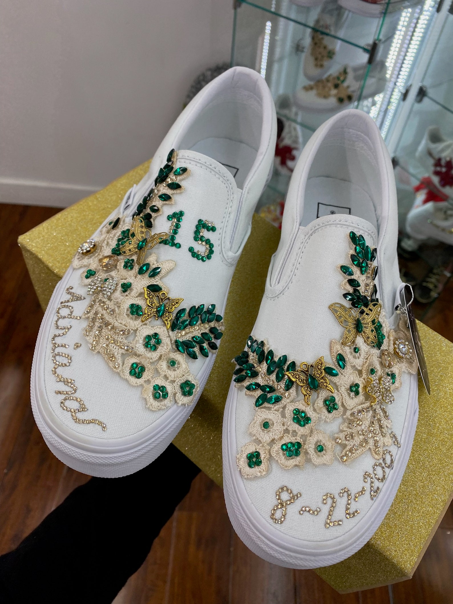 Quince Vans / Custom 15 Vans / Vans Decorados / Sweet 16 Vans / Blinged 15 Shoes / Decorated ...