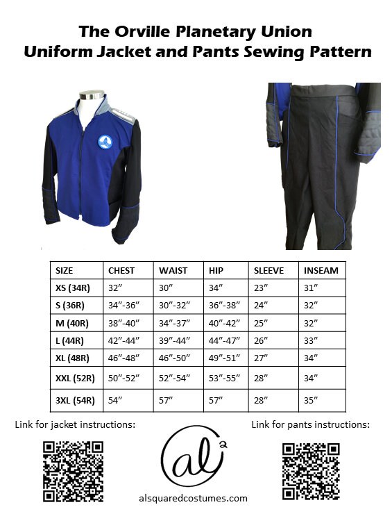 Orville Costume: Planetary Union Uniform Sewing Patterns - Jacket and ...