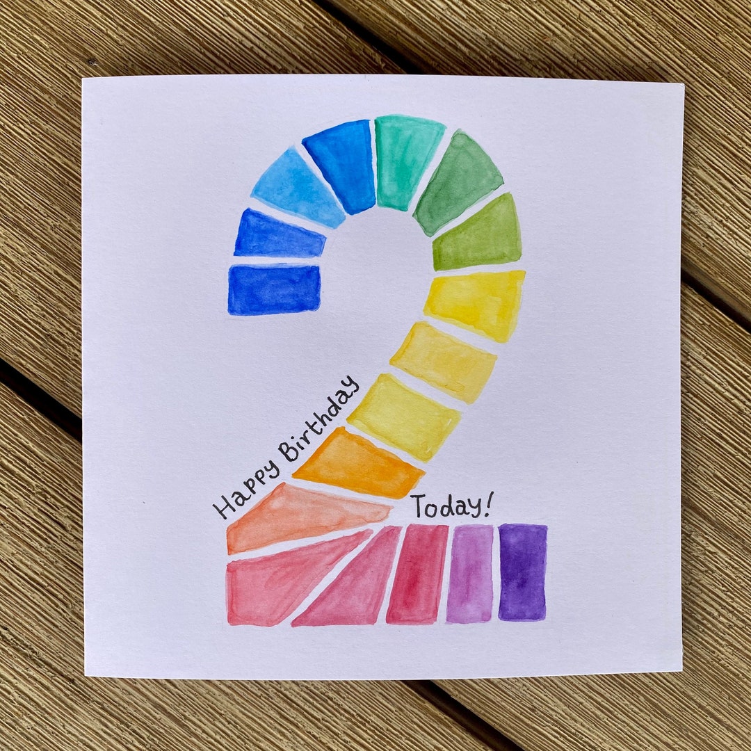 Rainbow Number 2 Card. Perfect for a 2nd Birthday for a Boy or Girl ...