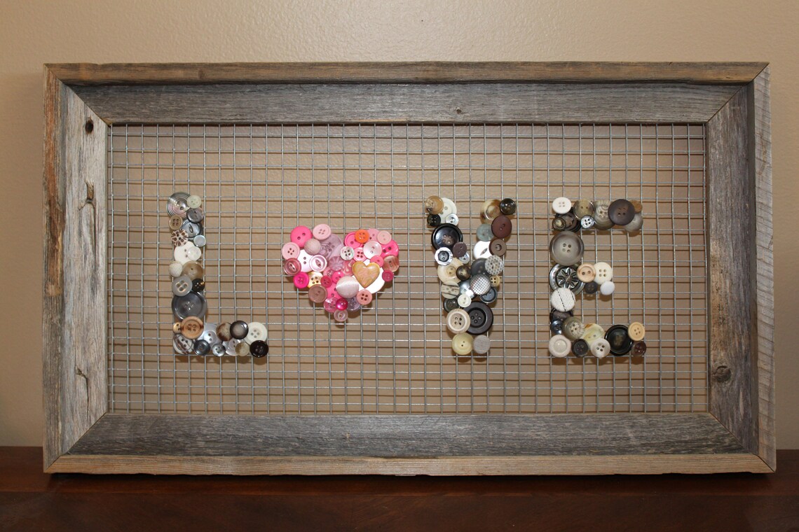 Hand Designed Button "love" Art - Etsy
