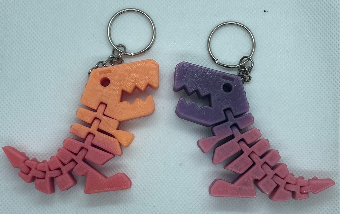 Flexi Rex/ Flex Dino Fidget 3D Printed Keyring Keychain - Etsy Finland