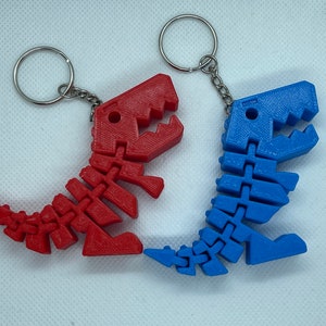 Flexi Rex/ Flex Dino - Fidget 3D Printed Keyring - Keychain - Gift 3D ...