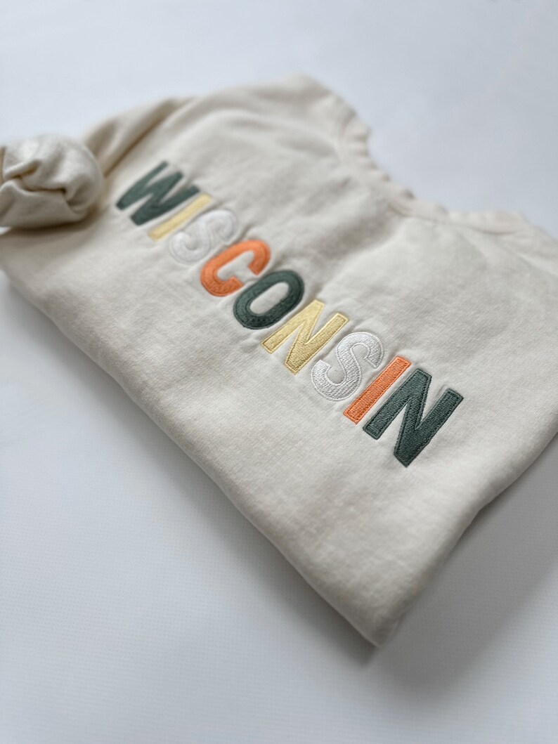 Custom State Embroidered Crewneck Cozy Embroidery Sweatshirt Unisex ...