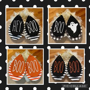 Boo Earrings Halloween Earrings Halloween Faux Leather - Etsy
