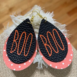 Boo Earrings Halloween Earrings Halloween Faux Leather - Etsy