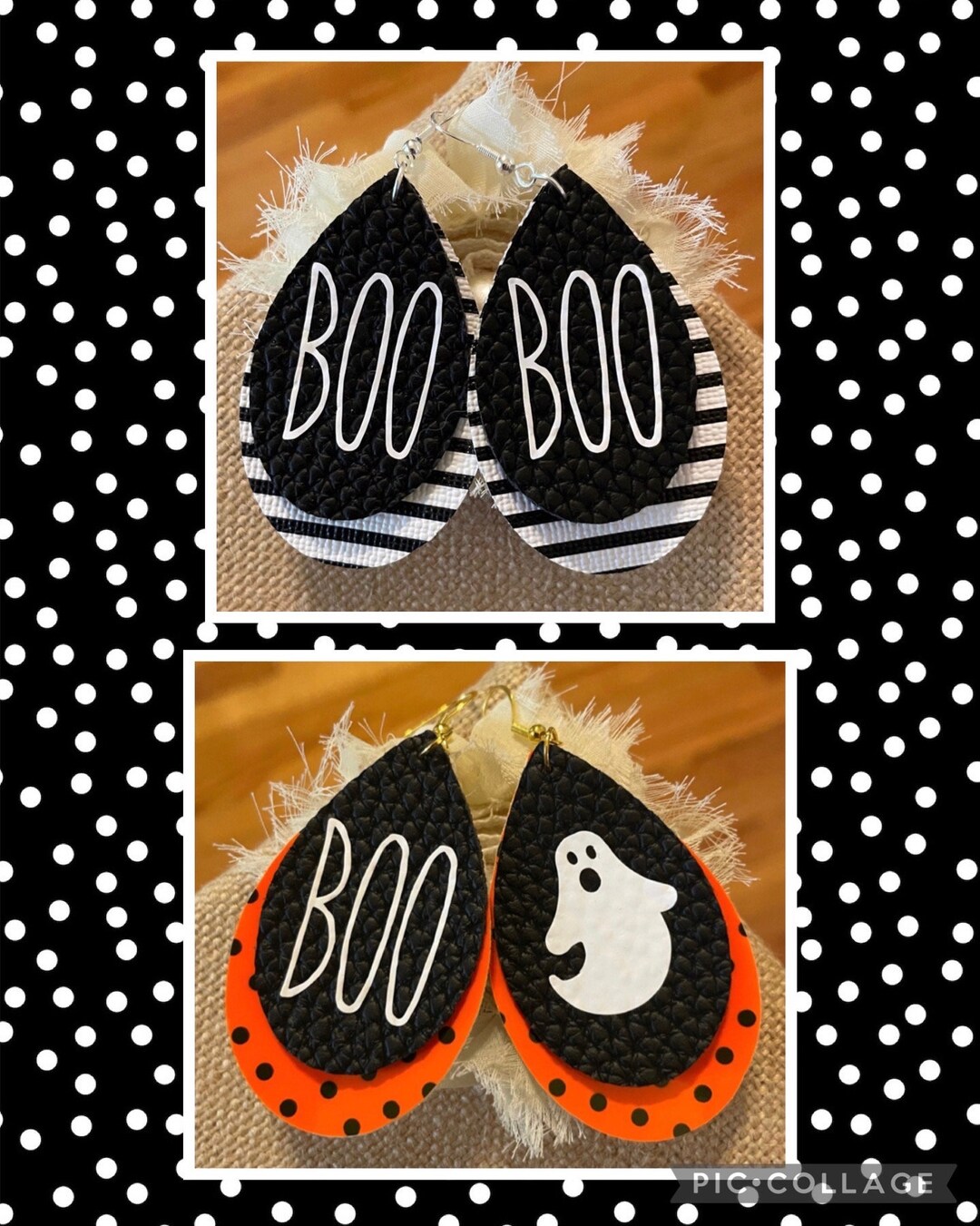 Boo Earrings, Halloween Earrings, Halloween Faux Leather Earrings ...