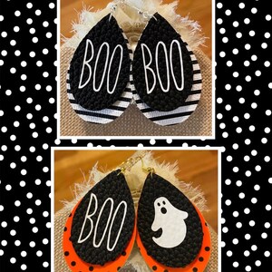Boo Earrings, Halloween Earrings, Halloween Faux Leather Earrings ...