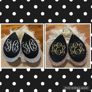 Monogram Leather Earrings, Monogram Earrings, Custom Faux Leather ...