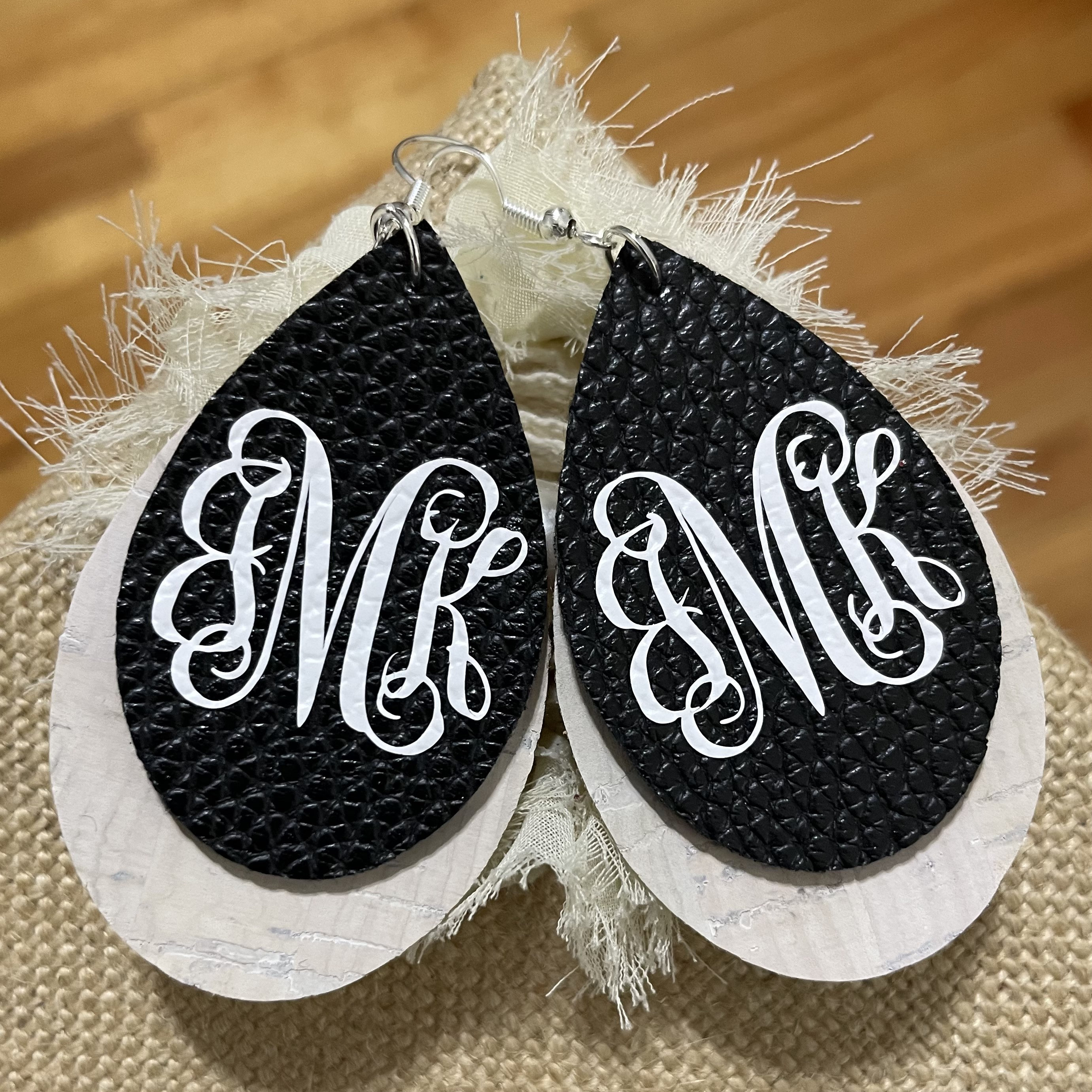 Monogram Leather Earrings Monogram Earrings Custom Faux - Etsy