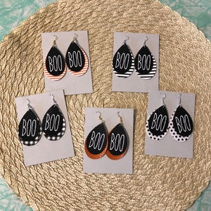 Boo Earrings Halloween Earrings Halloween Faux Leather - Etsy