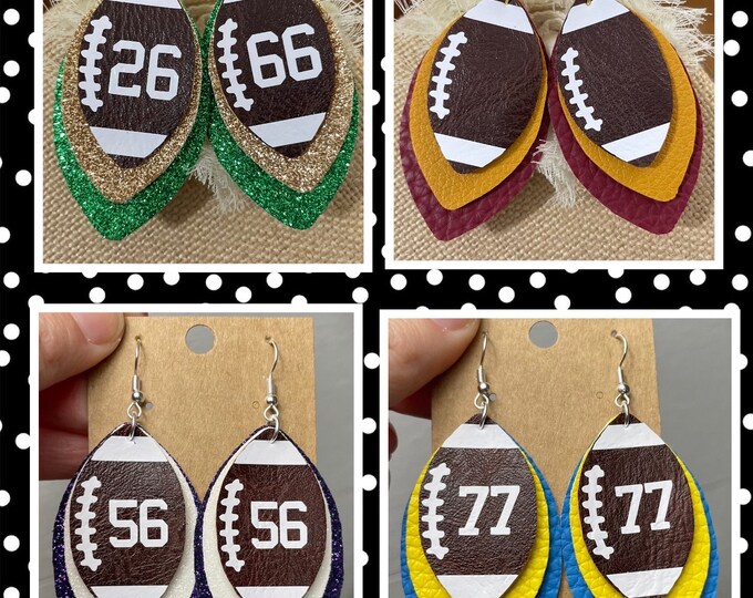 Personalized Football Earrings/football Jersey Number Earrings/sports ...