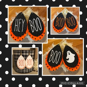 Boo Earrings Halloween Earrings Halloween Faux Leather - Etsy