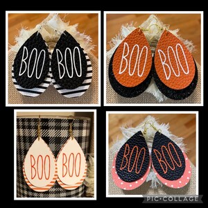 Boo Earrings, Halloween Earrings, Halloween Faux Leather Earrings ...