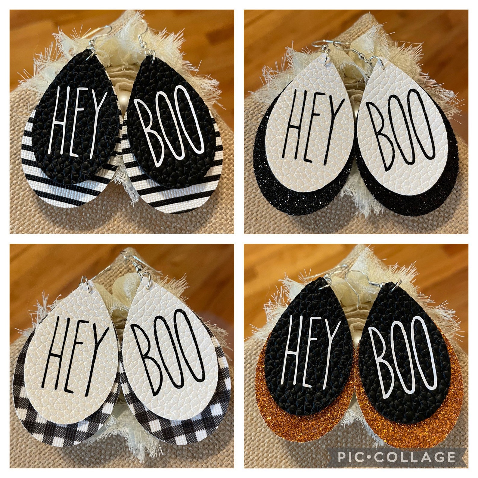 Boo Earrings Halloween Earrings Halloween Faux Leather - Etsy