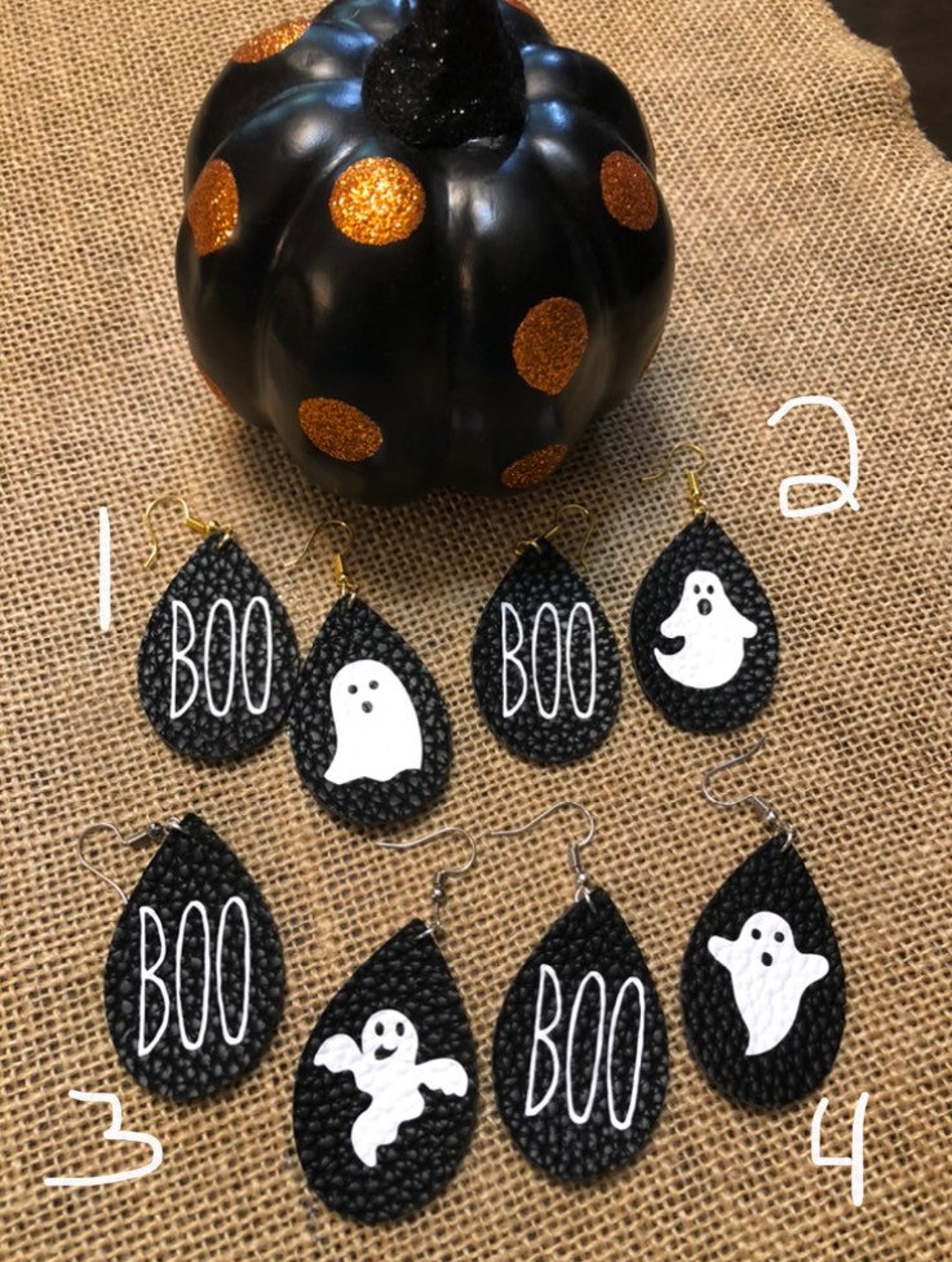 Boo Earrings Halloween Earrings Halloween Faux Leather - Etsy