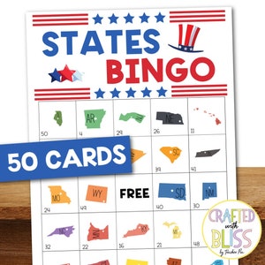 50 States Bingo Cards Classroom Game, Bingo Game, Party Game, Work ...