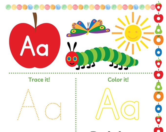 The Very Hungry Caterpillar Alphabet Review Printablethe Very - Etsy ...