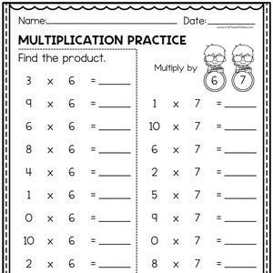 Math Multiplication Facts First-third Grade Practice Pages | Homework ...