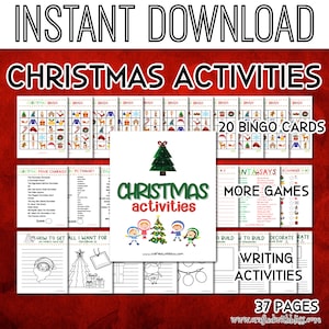 Printable Christmas Games and Fun Activities Pack for Kids Game Bundle ...