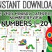 The Very Hungry Caterpillar Number Review Printable (1-20) - Etsy