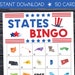 50 States Bingo Cards Classroom Game, Bingo Game, Party Game, Work ...