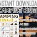 Camping Bingo Cards Kids, Camping Bingo Birthday Party, Classroom Bingo ...