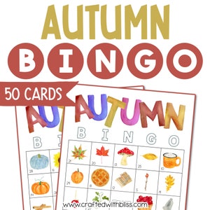 50 Autumn Fall Bingo Cards Classroom Game, Bingo Game, Party Game, Work ...