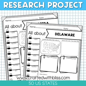 50 States Research Project | Homeschool | US States | Geography - Etsy