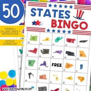 50 States Bingo Cards Classroom Game, Bingo Game, Party Game, Work ...