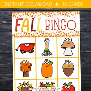Fall Bingo for Classroom Game Preschool Kindergarten (10 Cards) - Etsy