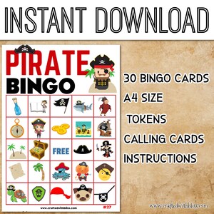 30 Pirate Bingo Birthday Game | Pirate Classroom Game - Etsy
