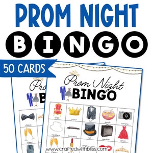 50 Prom Night Bingo Cards Classroom Game, Bingo Game, Party Game, Work ...