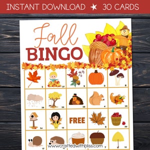 30 Fall Bingo Cards - Etsy