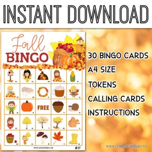 30 Fall Bingo Cards - Etsy