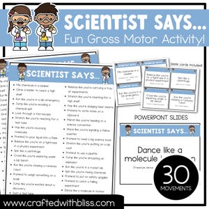 Scientist Says | Science Movement Cards Ice Breaker Gross Motor Game - Etsy