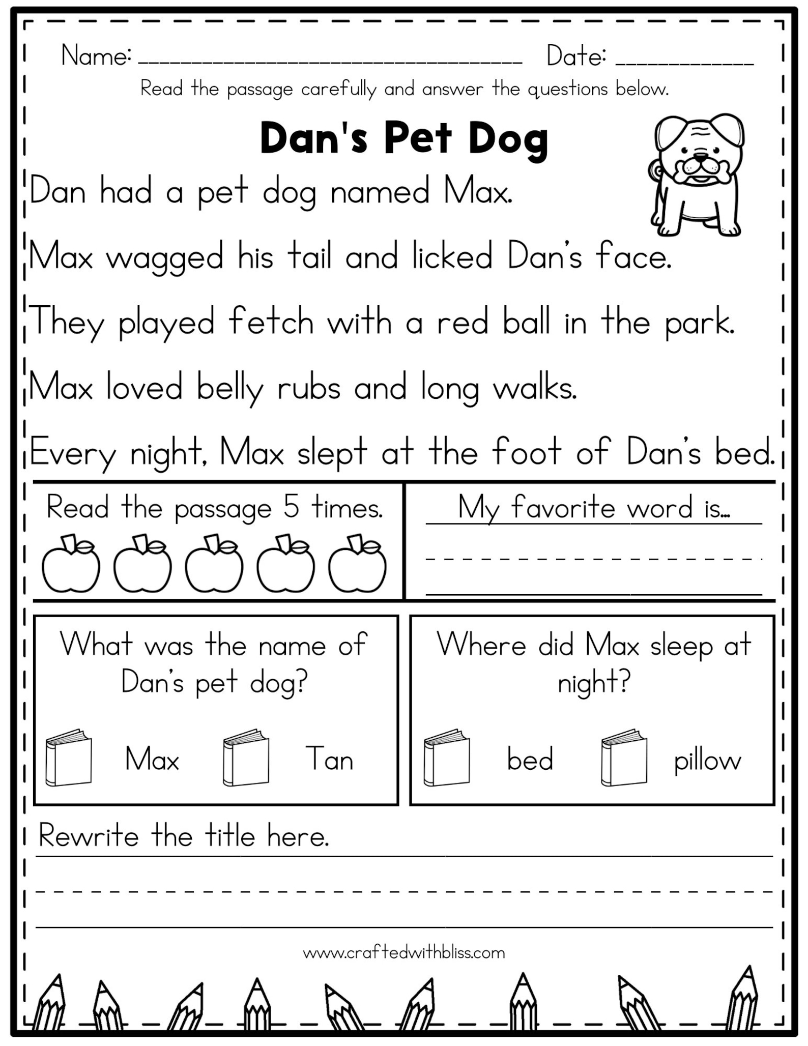Kindergarten Reading Comprehension Printable Homeschool - Etsy