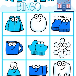 Winter Bingo for Classroom Game Preschool Kindergarten (10 Cards) - Etsy