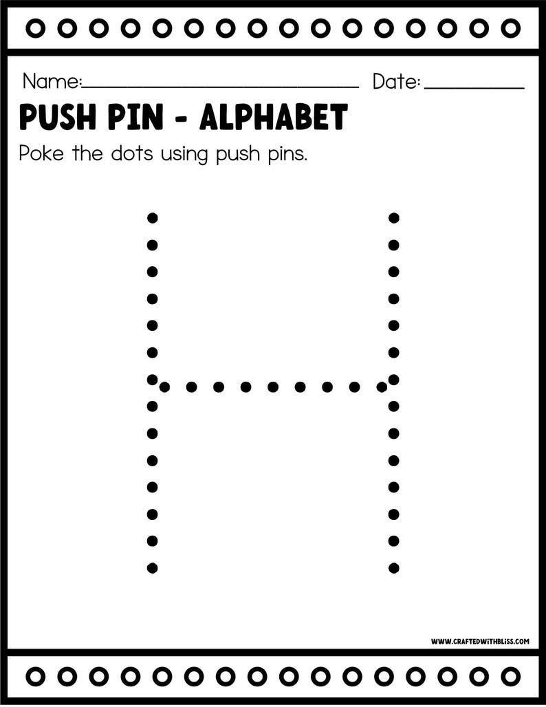 Push Pin Alphabet and Numbers (0-20) Printable Pokey - Etsy