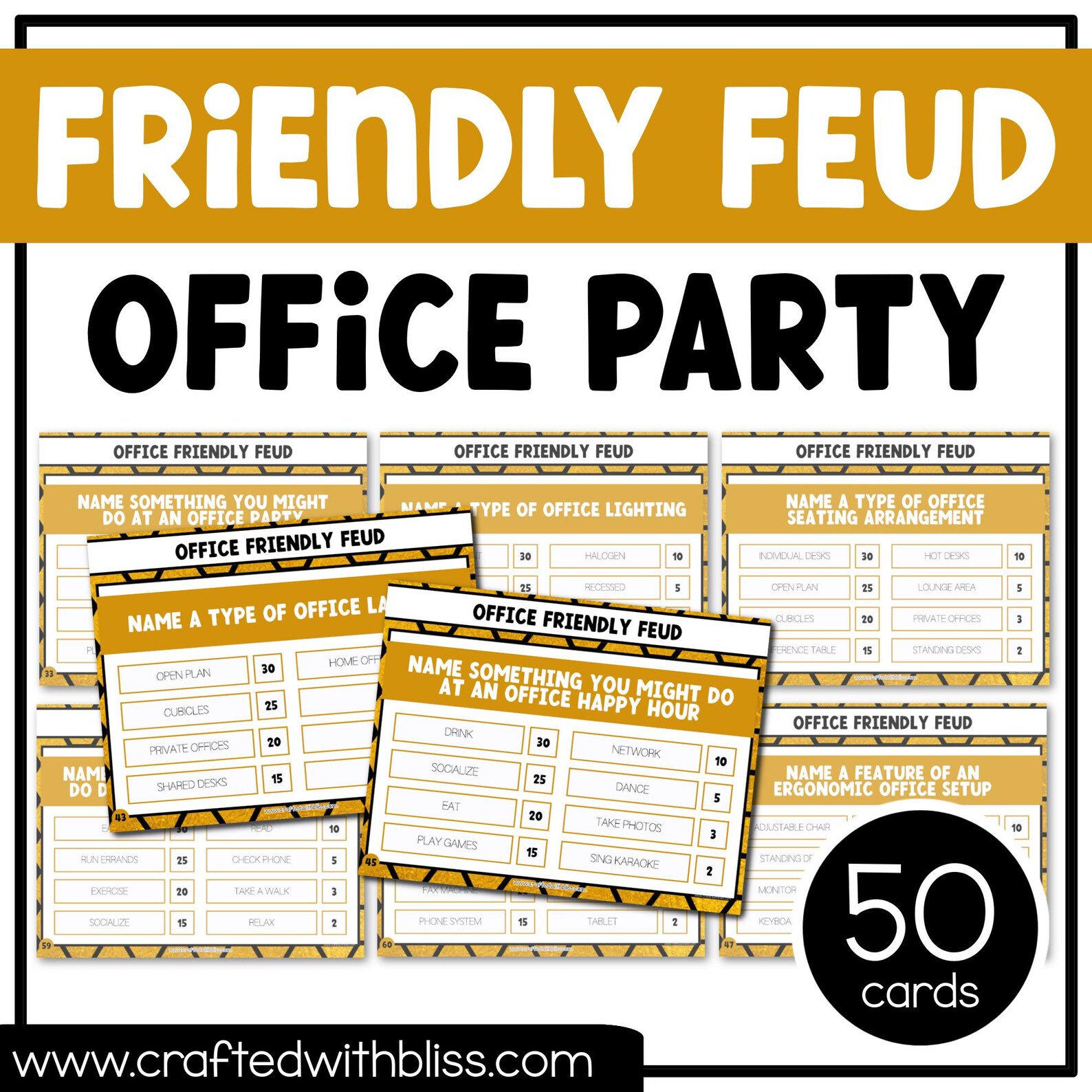 Office Party Game Friendly Feud 50 Cards Work Party Game Night Ice ...