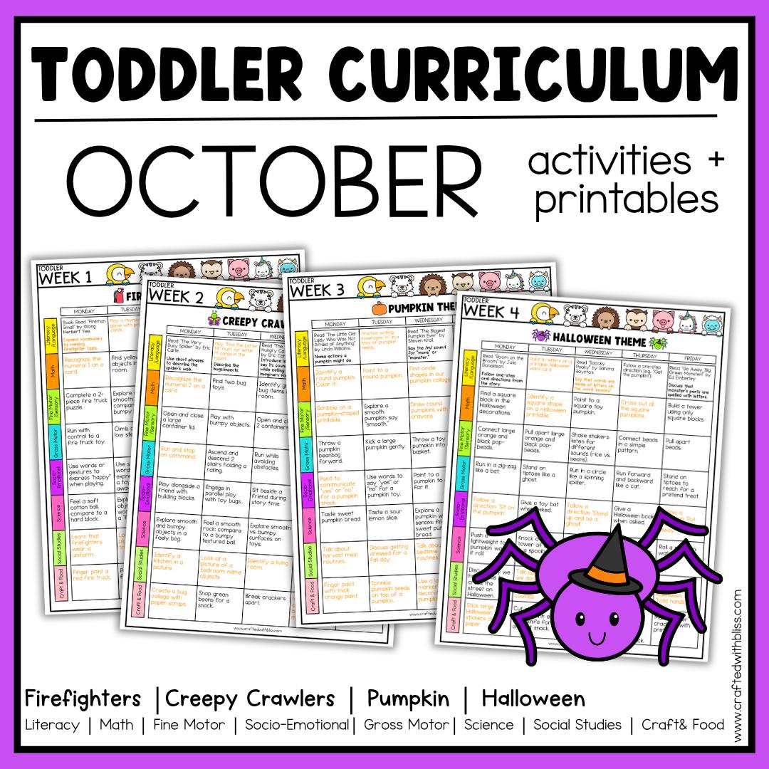 October Toddler Curriculum Activities and Printable 2-3 Yo Homeschool ...