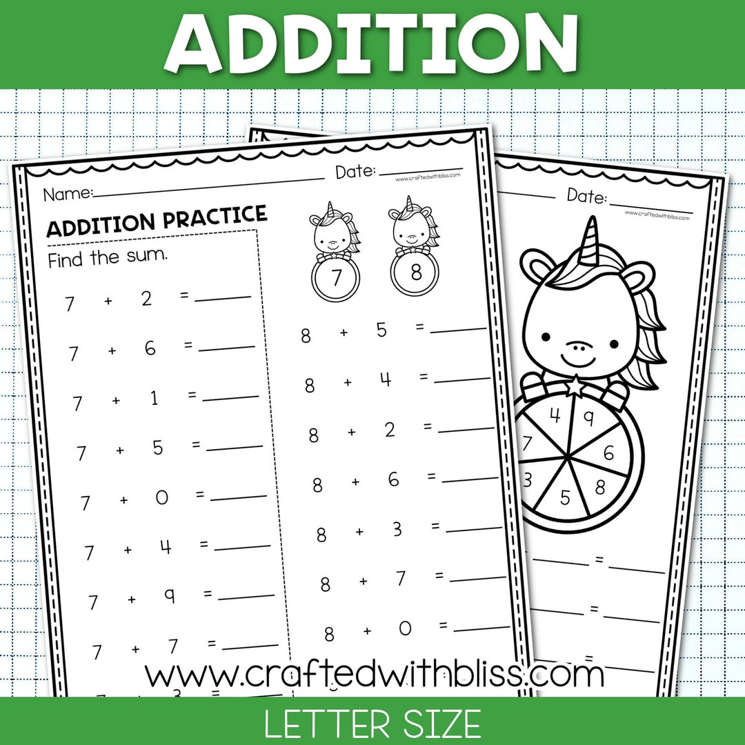 Math Addition Facts K-1 Practice Pages Homework Morning - Etsy