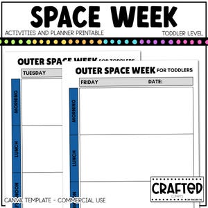 Editable Outer Space Week Activities and Planner Toddler Canva Template ...
