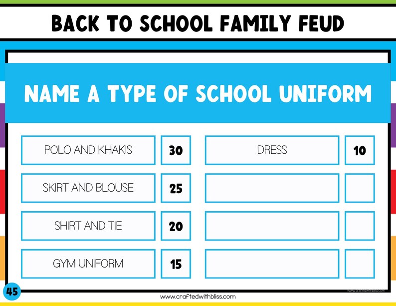 Back to School Party Game Friendly Feud 50 Cards Party Ice Breaker ...