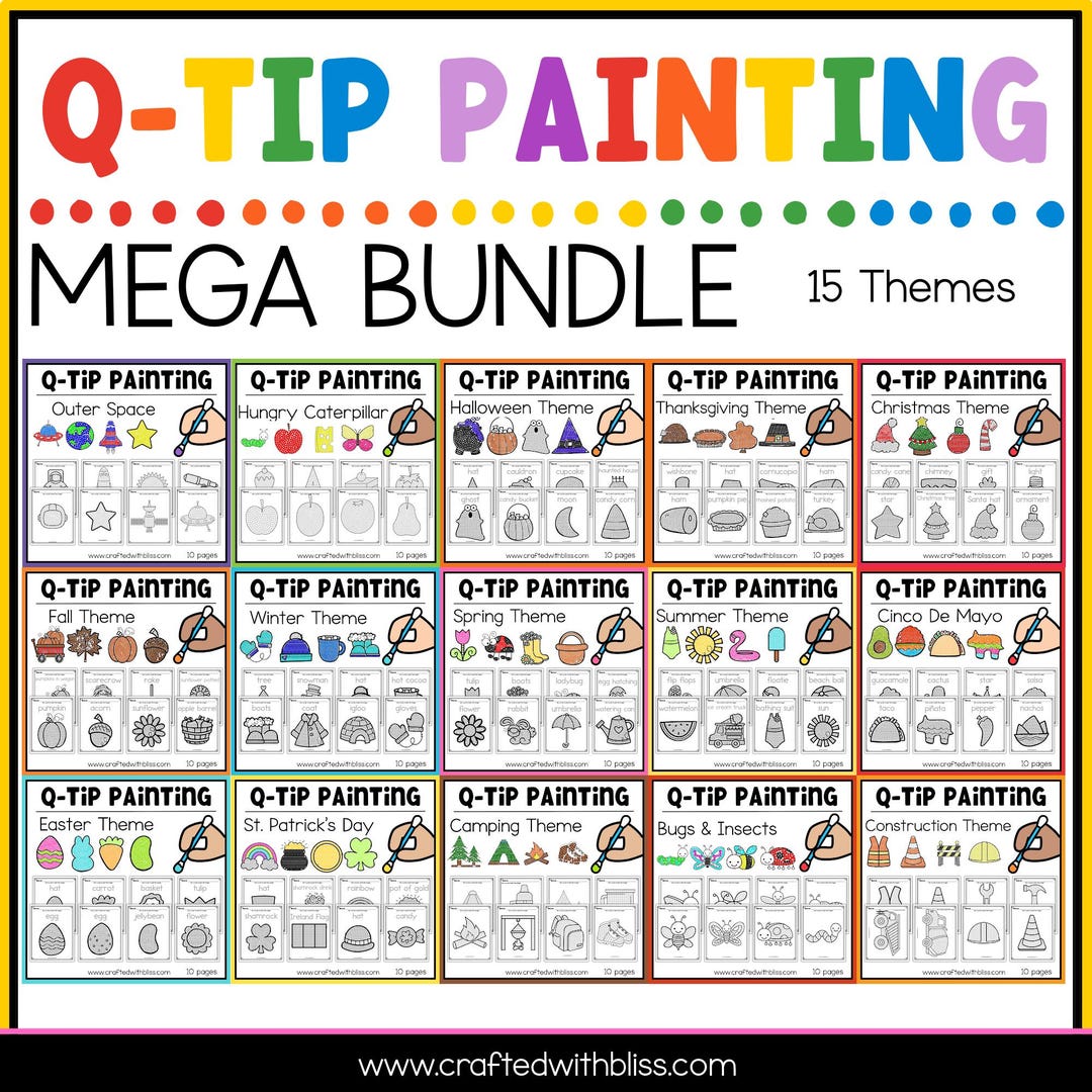 Q-tip Painting Mega Bundle Preschool Kindergarten Craft - Etsy